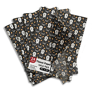 Halloween Ghosts Printed Tissue Paper - Tissue Paper for Gift Bags - Gift Bag Wrapping Paper - Gift Wrapping Paper - Holiday Tissue Paper - Fall Tissue Paper | 24 Sheets 20" x 30"
