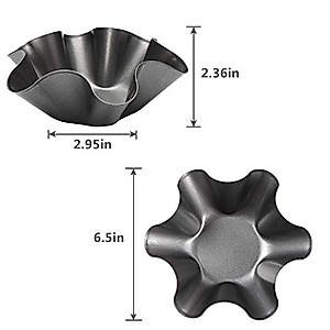 kafear 4 Packs Taco Salad Bowl Maker Molds – Nonstick Carbon Steel Tortilla Shell Pans Baking Molds Tostada Bake Taco Shells Black (4)