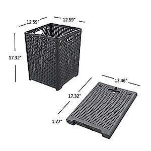 Kekow 1-Pack 42 L Plastic Collapsible Laundry Basket, Gray Folding Laundry Hamper