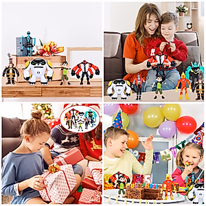 Figures Based on Ben Action Figures - 9PCS Toys Anime Character Figurines with Cake Toppers, Alien Hero Themed Party Decor Birthday Party Cake Decoration Supplies