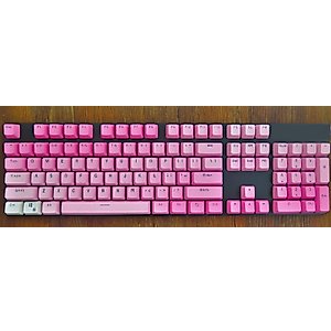 104 Keys PBT Gradient Pink Valentine Keycap Backlit Keycaps ANSI OEM Height Key Cap for Cherry MX Mechanical Keyboard Gaming (Pink)