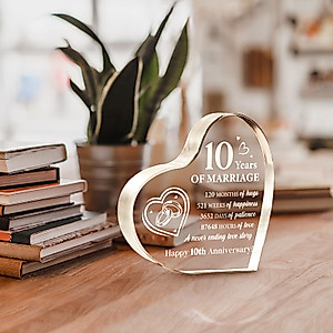 Milcier 10 Year Anniversary Present, Romantic 10th Anniversary Keepsake 3.9x3.9 Inch, Ten Years Anniversary Wedding Gifts for Husband Wife Her Him, 10th Anniversary Marriage Gifts for Men Women