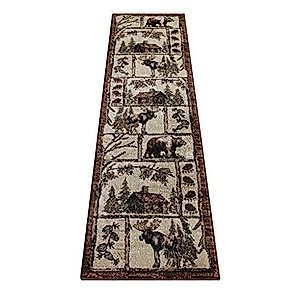 Cabin Style Area Rug Runner 2 Feet 2 Inch X 7 Feet 2 Inch Design L-362