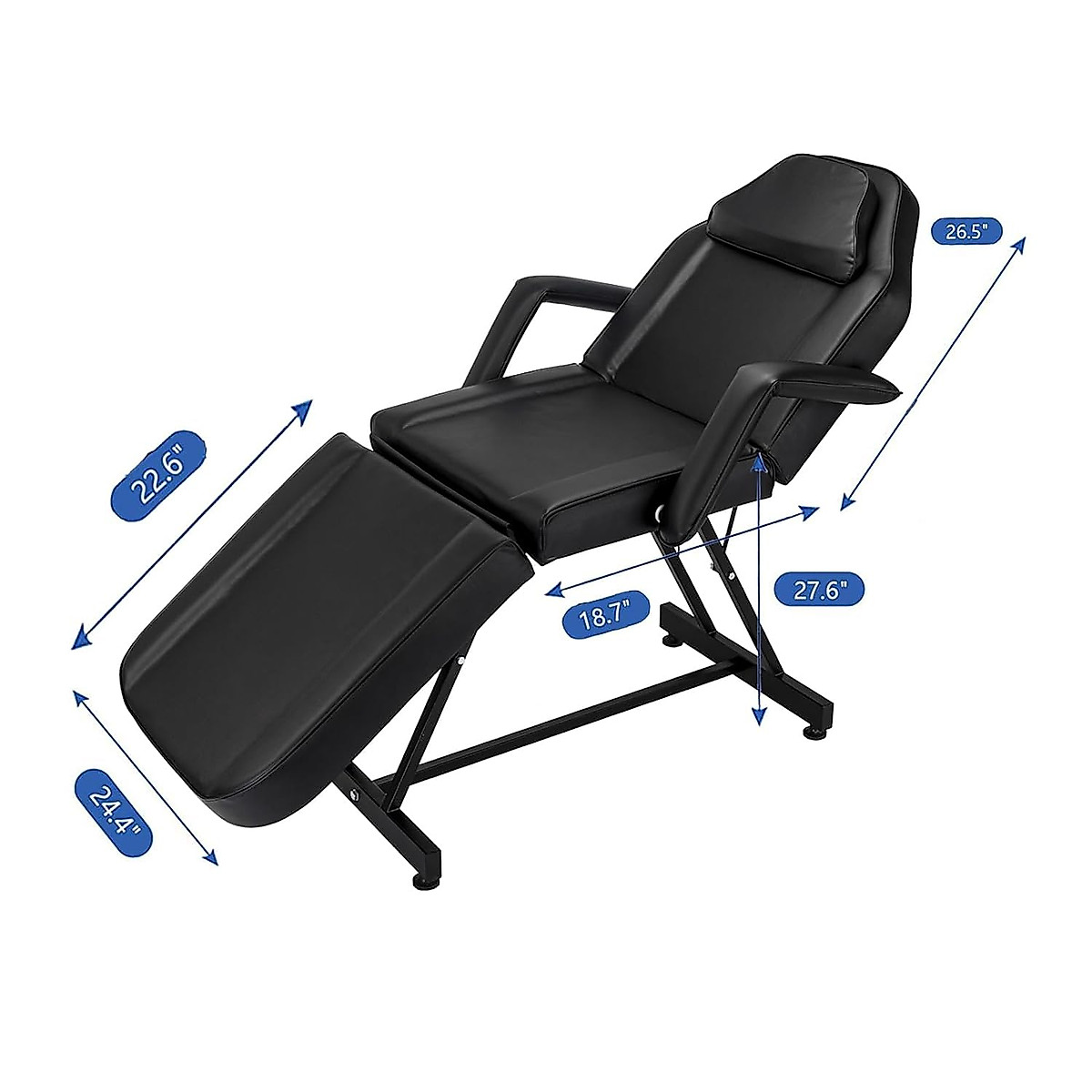 Tattoo Chair with Stool Message Bed Spa Salon Table Facial Chair for Client Esthetician White Max Weight Capacity 330lbs Black