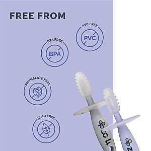 ZoLi Chubby Gummy teether | 2 Pack Baby Teething Relief - Lilac/Grey, BPA Free Teething Stick