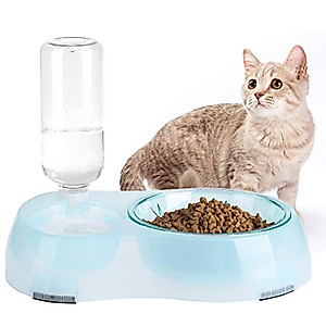 BINGPET Automatic Feeder Slow Food and Refill Water Bowl for Cat & Dog, Removable Automatic Water Dispenser and Slow Food Bowl, Non-Slip Pet Feeder Water Bowls for Cats and Puppies