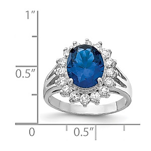 925 Sterling Silver Cubic Zirconia Simulated Blue Spinel Ring Size 7 Measures 15.1mm Wide Jewelry for Women