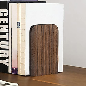 Xiaokeis 2Pcs Wood Book Ends,Decorative Bookends for Shelves,No Skid Black Walnut Book Holder for Home Office School,L-Shaped Bookend Perfect for Books/DVD's/CD'S/Video Games(Black Walnut)
