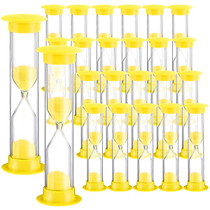 24 Pcs 3 Minute Timer 3 Minutes Sand Timer Kids Timer 3 Mins Timer for Classroom Acrylic Covered Hourglass Clock Toothbrush Sand Timer for School