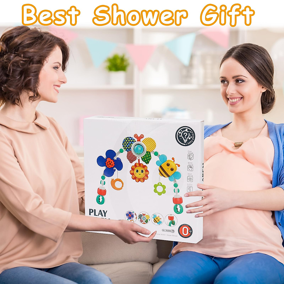 Baby Carseat Arch Toys for Infants 3-6 Months Stroller Toys for Babies 6-12 Months Montessori Sensory Toy for Newborn 0-6 Months Brain Development Toy for Baby4 5 7 8 Months Boys Shower Easter Gifts