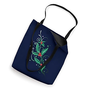 Christmas Holly Ilex Branch with red Berries Xmas Plant Tote Bag