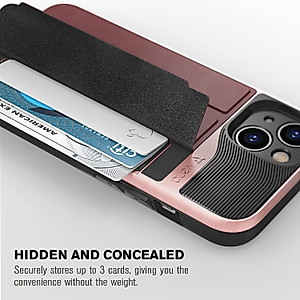 VENA Wallet Case Compatible with Apple iPhone 13 (6.1"-inch), vCommute (Military Grade Drop Protection) Flip Leather Cover Card Slot Holder with Kickstand (Rose Gold)