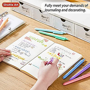 Shuttle Art Colored Retractable Gel Pens, 8 Pastel Ink Colors, Cute Pens 0.5mm Fine Point Quick Drying for Writing Drawing Journaling Note Taking School Office Home