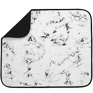 S&T INC. Dish Drying Mat for Kitchen, Absorbent, Reversible Microfiber Dish Mat, 16 Inch x 18 Inch, Bright Marble