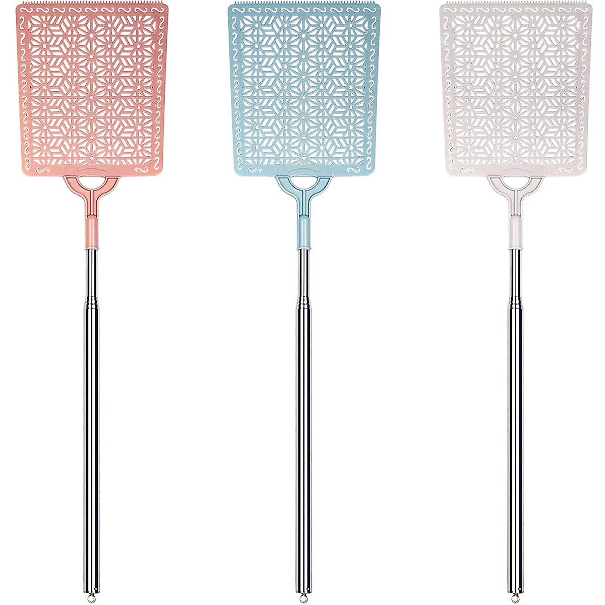 3 Pieces Fly Swatter Manual Retractable Fly Swatter Detachable Telescopic Fly Swatter, 3 Colors