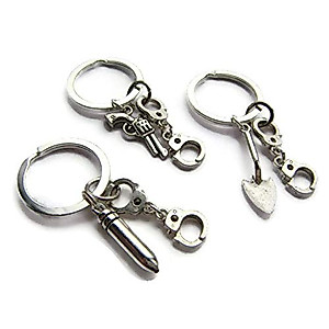 3 Partners in Crime Keyrings, Best Friends Keychain Set, Friendship Jewelry, Handcuff Jewellery, BFF Token, Sisters Gift for Birthday