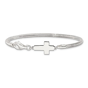 IceCarats 925 Sterling Silver Sideways Holy Cross Chain Charm Bracelet