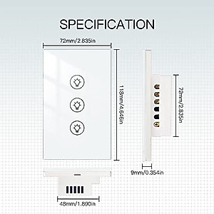 MoesGo 3 Gang Smart Dimmer Switch, Independently Control 3 Lights, Single Pole, Neutral Wire Needed, Smart Light Switch for Dimmable LED/CFL/INC Bulbs, Work with Alexa/Google Home, White