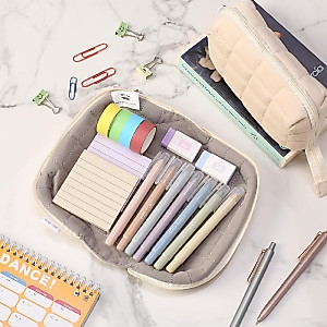 Mr. Pen- Large Capacity Pillow Pencil Case, Beige Pencil Pouch, Pencil Bag, Pen Case, Pen Pouch, Pen Bag, Pencil Pouches, Pencil Bags, School Pencil Case, College Pencil Case, Makeup Pouch