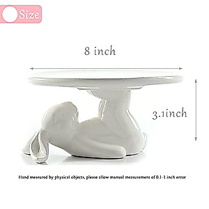 Binoster Bunny Rabbit Ceramic plate,Dishes for Dessert Food Server Tray,cute Cake Stand, Tableware Crafts for Kitchenware lovers,Wedding,mother's day (1 Rabbit)
