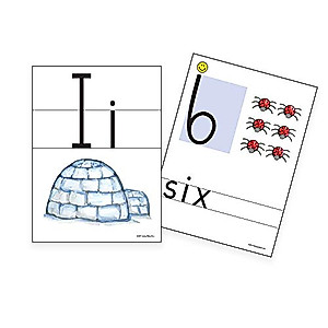 Learning Without Tears Color Print & Number Wall Cards- Handwriting Without Tears®- K–2, Alphabet Letter and Number Model, Double Lines- for School and Home Use