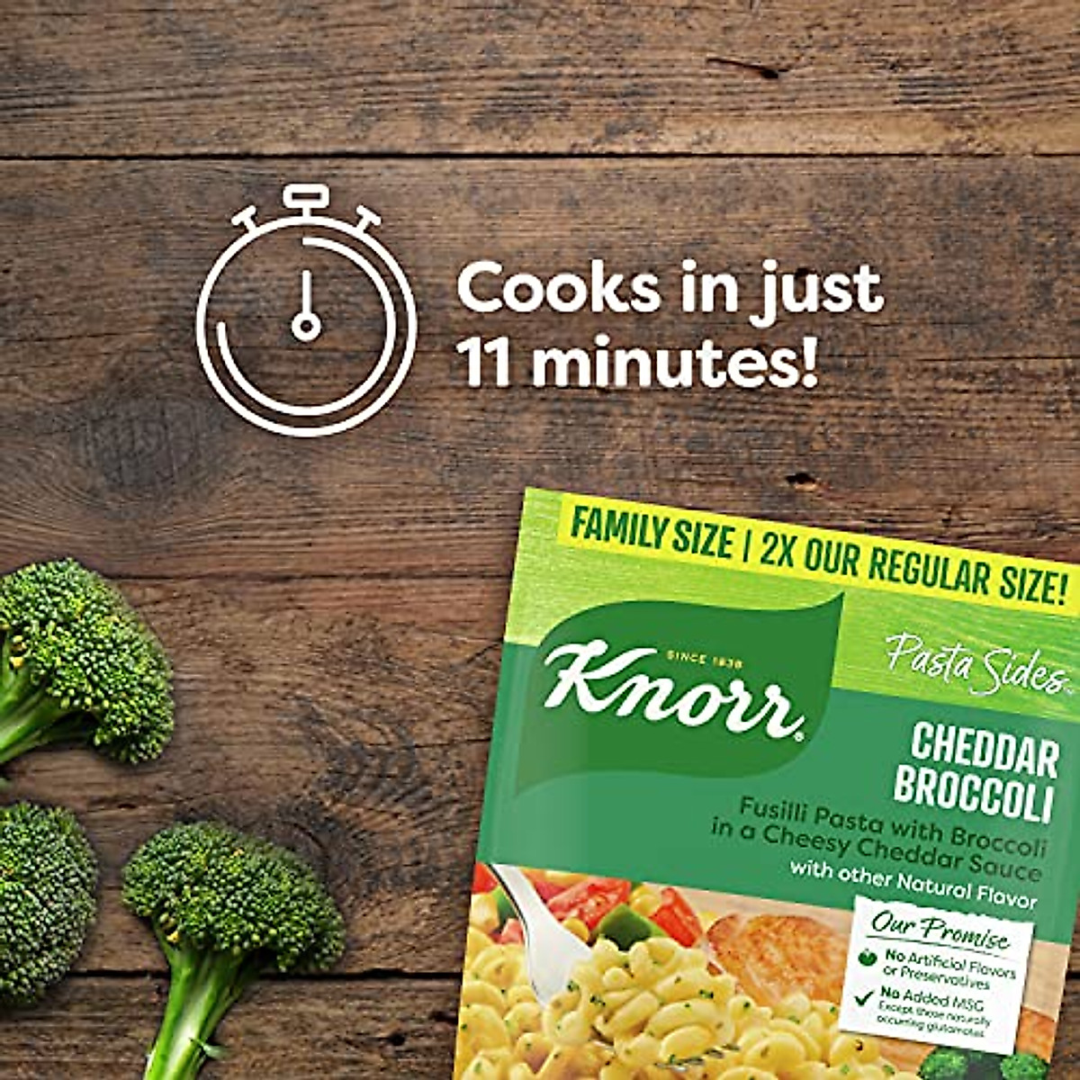 Knorr Pasta Sides For a Tasty Pasta Side Dish Cheddar Broccoli Family Pack No Artificial Flavors or Preservatives 8.6 oz, 7 Count