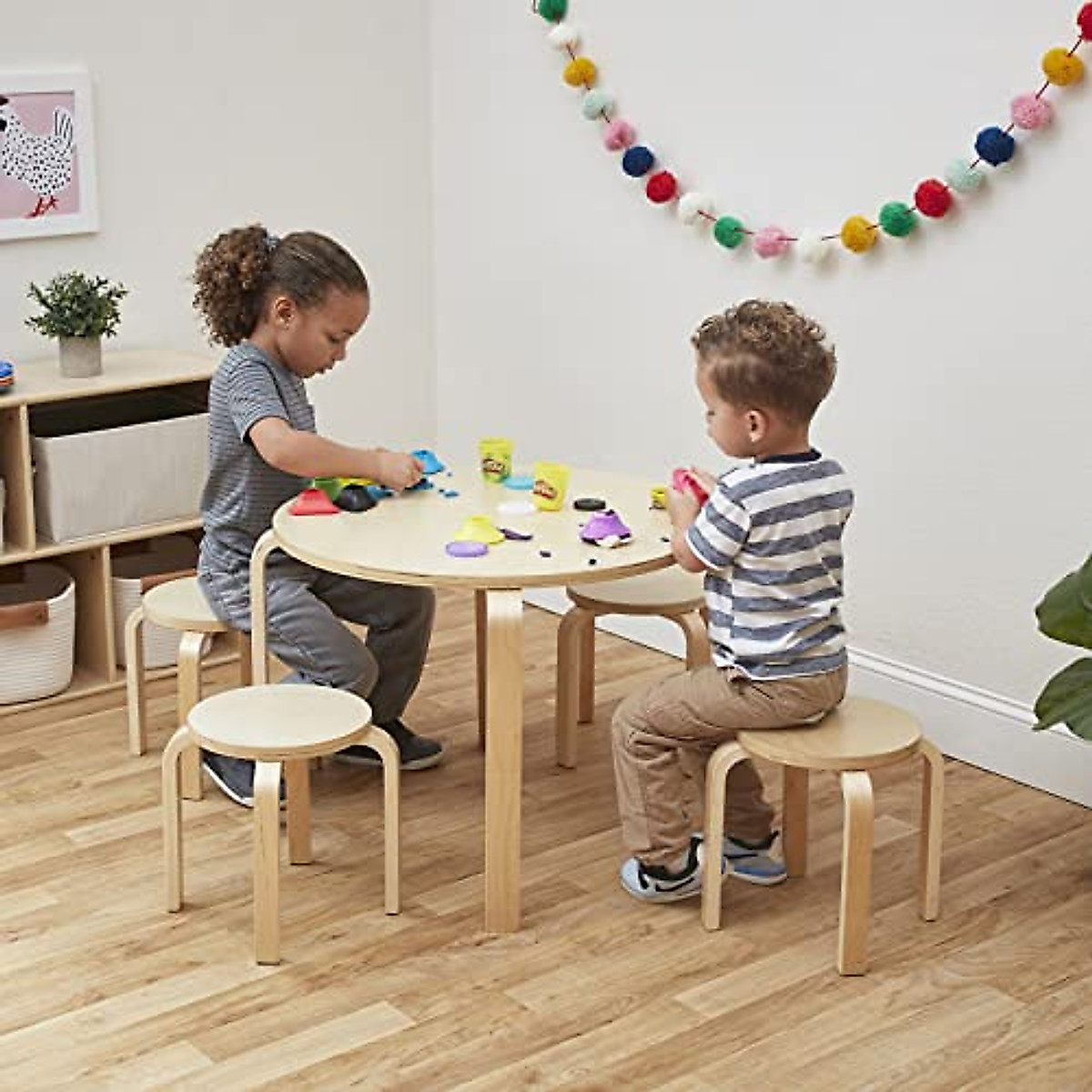 ECR4Kids Bentwood Stackable Stools, Classroom Furniture, Natural, 6-Piece