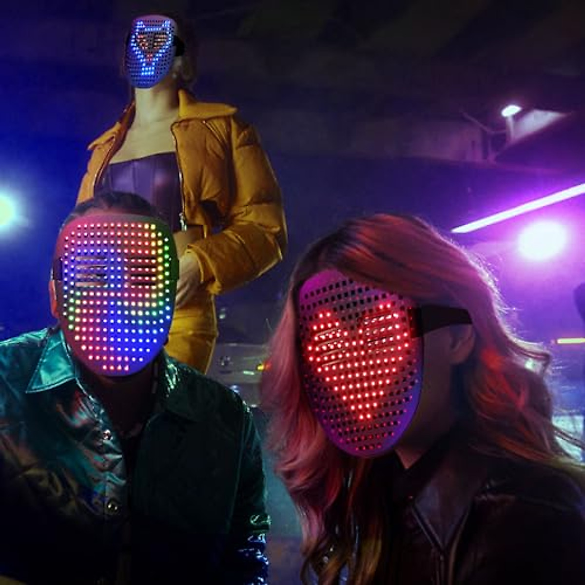 MEGOO Led Mask with Gesture Sensing Transforming,Light Up Luminous Digital Glow Mask for Halloween Rave Dj Party Masquerade