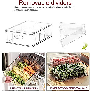 3 Pack Refrigerator Organizer Bins with Pull-out Drawer, Large Stackable Fridge Drawer Organizer Set with Handle, BPA-free Drawable Clear Storage Cases for Freezer, Cabinet, Kitchen, Pantry Organization