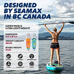 Seamax 10.5 Feet Inflatable SUP Stand Up Paddle Board (Ocean Blue, 10.7FT - L128 xW32 xH6)