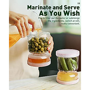 AIxibu Pickle Jar with Strainer Flip -2pcs (White+Blue)
