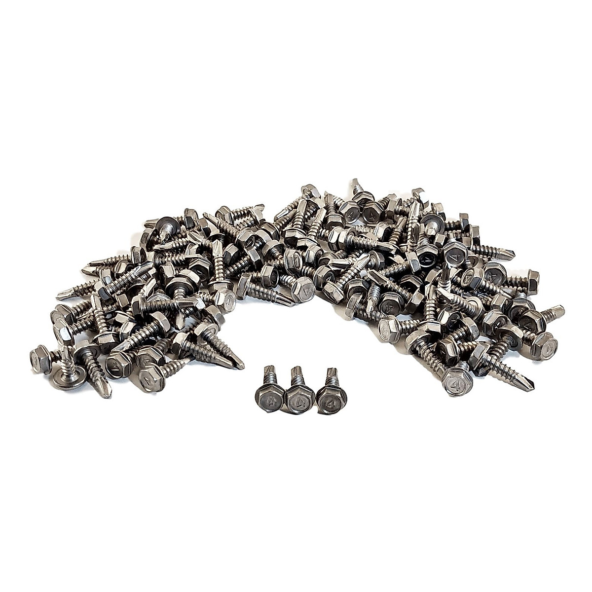 Stainless #10 X 3/4" Tek Screw (100 pcs)) Hex Washer Head Self Drilling Sheet Metal Tek Screws with Drill Point, 410 Stainless Steel, Self Driller, 100 Pieces