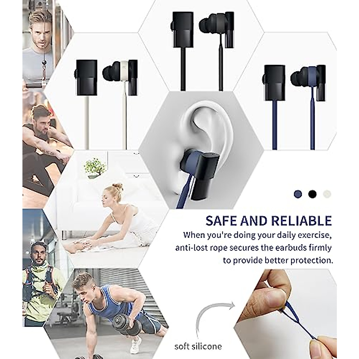 Alquar Anti-Lost Strap for Status Audio Between Pro/Status Between 3ANC Earbuds, Sports Soft Silicone Lanyard Accessories Compatible with Status Audio Between Pro/3ANC Earbuds Neck Rope Cord (Black)