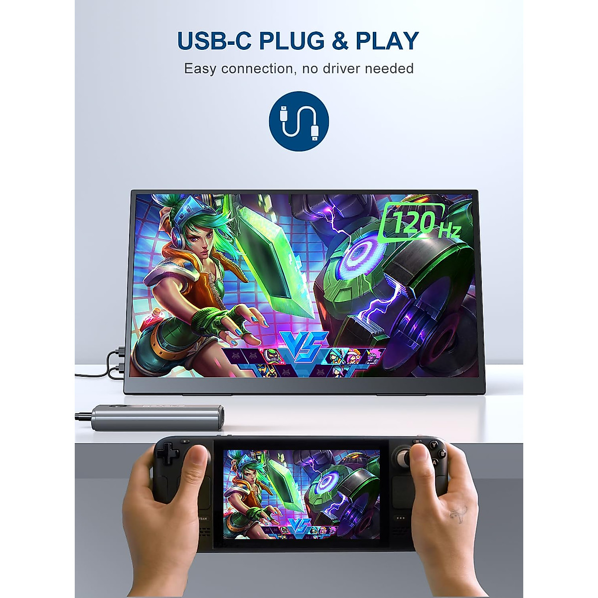 UPERFECT Portable Monitor 18.5 inch 120HZ 100% sRGB 1080P with VESA & Stand 180° Adjustable Ultra-Slim & Lightweight Frameless FHD FreeSync IPS HDR Gaming Display, Travel Second Monitor for Laptop