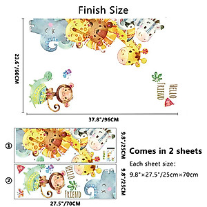 Cute Cartoon Animal Door Sticker Giraffe Elephant Wall Decals for Kids Rooms Bedroom Wardrobe Door Nursery Decoration