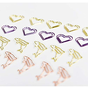 NUOBESTY 20Pcs Love Heart Shaped Paper Clips Holder Metal Note Clips Bookmark Marking Clamp Page Marker Document Organizing Clip for Office School Wedding Decoration Purple