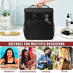 EIMMBD Hanging Shower Bag, Shower Caddy Portable Larger Capacity with Phone Storage, Upgraded Shower Caddy Hanging for College, Dorm,Travel, Gym, Camp, Mesh Shower Caddy for Women, Men(Black)