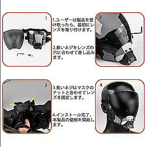 Marikito Cyberpunk Mask Helmet for Adult,Techwear Futuristic Masks, Halloween Holiday Party Cosplay Costume Props,Black, Anti-fog Lens