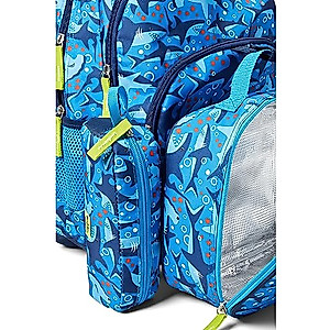 Western Chief Multi Compartment Backpack Bundle w/Lunch Box & Pencil Pouch Sharks One Size