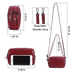 Phenas Leather CellPhone Purse Crossbody Shoulder Bags Medium Purse Multi Zipper Purses Handbag Wallet for Women