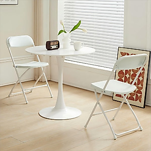 SEALAMB 6 Pack Patio Dinning Chairs, Indoor Outdoor Portable Plastic Folding Chairs with Steel Frame for Patio Dinning Garden Wedding Backyard Party, 350LB Weight Limit (White, 6 Pack)