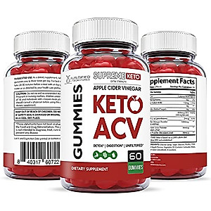 Justified Laboratories (5 Pack) Supreme Keto ACV Gummies 1000MG with Pomegranate Juice Beet Root B12 300 Gummys