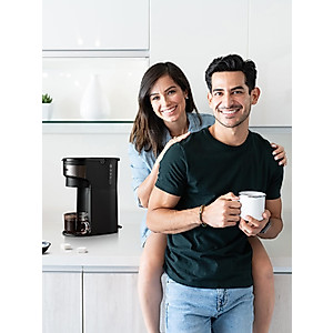 FOHERE Coffee Maker, Single Serve Iced and Hot Coffee Brewer for K Pod & Ground Coffee, with 90s Fast Brewing, 6 to 14 Oz Brew Sizes, 1000W Compact Coffee Machine with Water Window and Descaling Mode