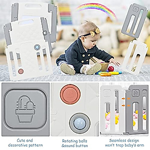 Costzon Baby Playpen, 16-Panel Extra Large Playpen for Babies and Toddlers, Foldable Activity Play Center with Safety Gate, Whiteboard, Indoor and Outdoor Baby Fence NO Gaps for Boys Girls