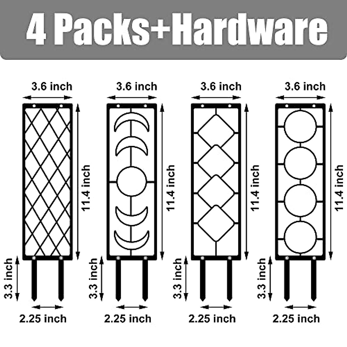 Set of 4 Small Metal Plant Trellis House Plant Pot Trellises Mini Climbing Plant Garden Trellises Indoor Potted Plants Trellis with Screws for Garden Home Flowers Vine Support, 19 x 4.8 inch