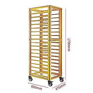 Wonetfls Commercial Aluminum Bun Pan Sheet Rack 18-Tier Bakery Rack with Brake Casters for Kitchen Restaurant and Cafeteria Stackable Cooling Racks for Baking