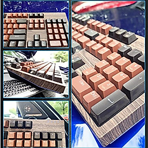 BAWAQAF Gaming Keyboard Wood Texture Mechanical Keyboard Mechanical Gaming Keyboard RGB Rainbow Backlit Compact Wired Keyboard 104 Keys(Brown Switch and Red Switch)