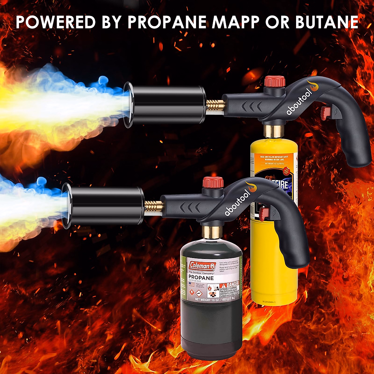 Aboutool Propane Cooking Torch, Torch Head for Propane Tank with Igniter Searing Torch for Sous Vide Charcoal Torch Lighter BBQ Grill Flame Thrower Campfire Starter (Propane Tank Not Included)