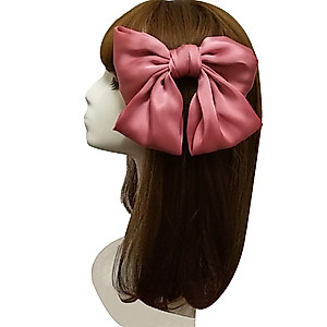 PIDOUDOU Set of 6 Big Satin Solid 8 Inch Bow Hair Clips Women Barrettes