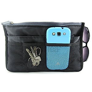 Periea Chelsy Purse Organizer Insert with Handles & 13 Pockets - 3 Sizes (White, Medium)